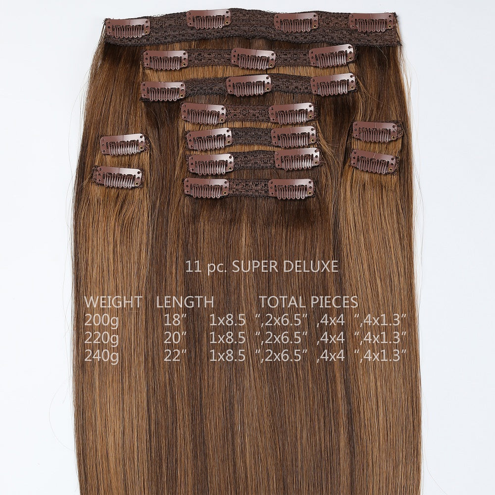 #16/613 Highlights Clip-in Hair Extensions-11pc. Super Deluxe Collection